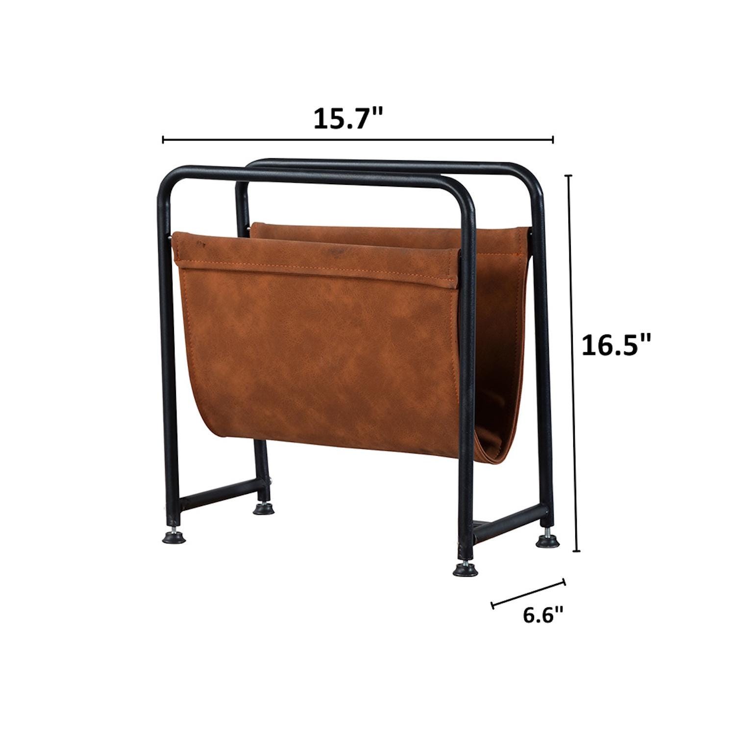 Modern Metal & Leather Magazine Rack: Minimalist Home Decor - Etsy