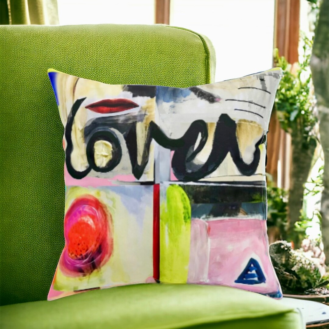 Street Style Graffiti Pink Black Square Throw Cushion With Insert for ...