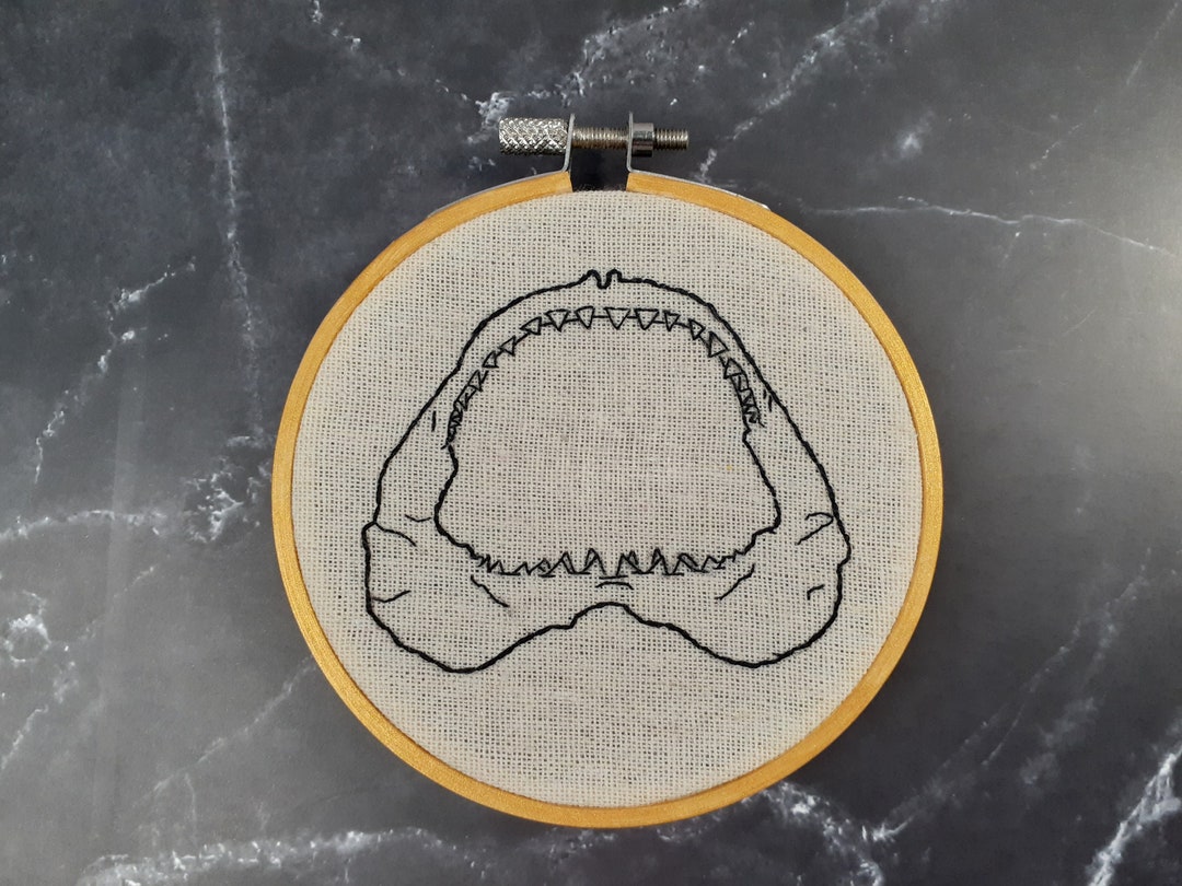 Shark Jaws Embroidery, Original Handmade Embroidery Hoop Art, Home ...