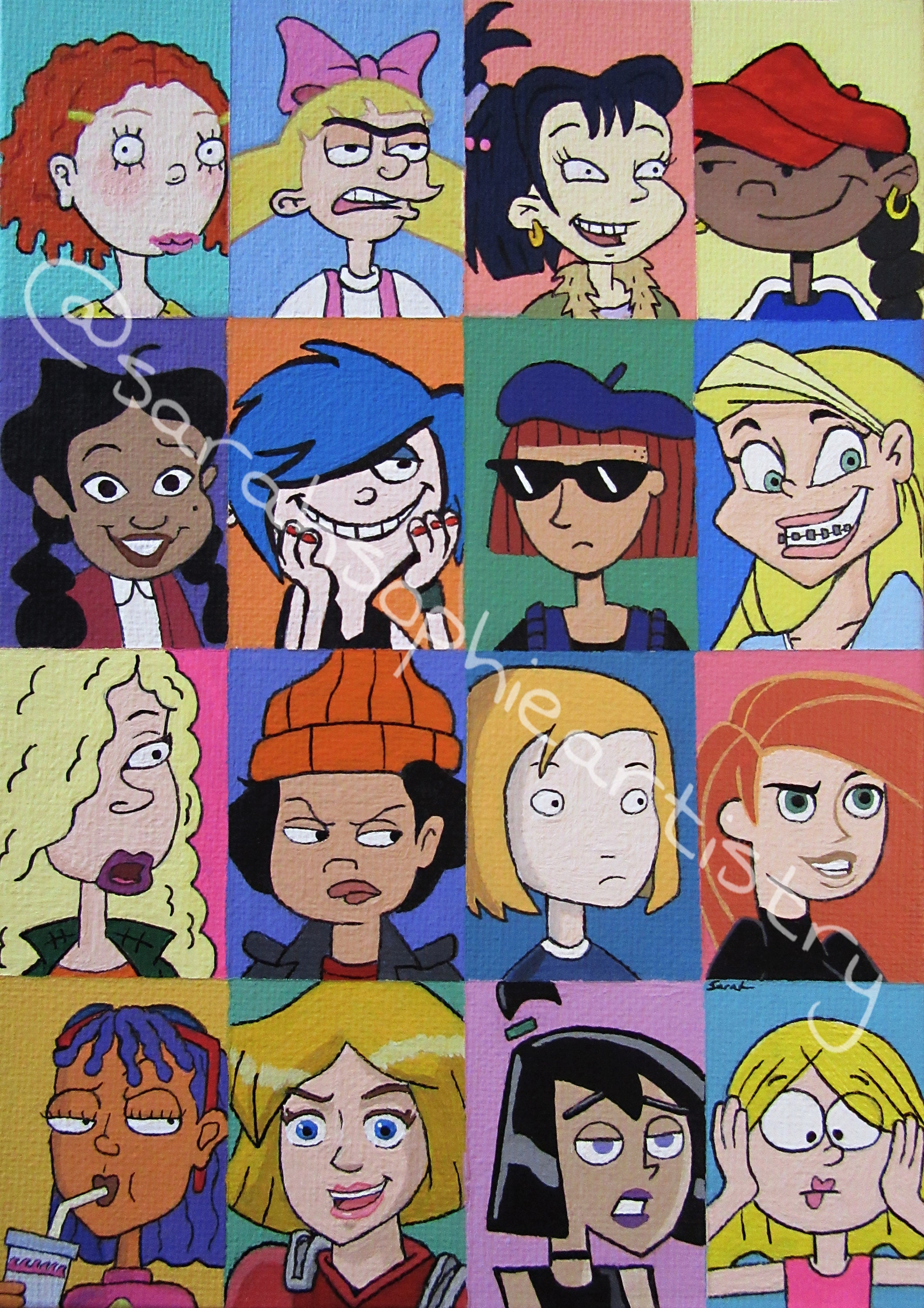 90's Cartoon Chick Clique, High Quality Print, Original Handmade Wall ...