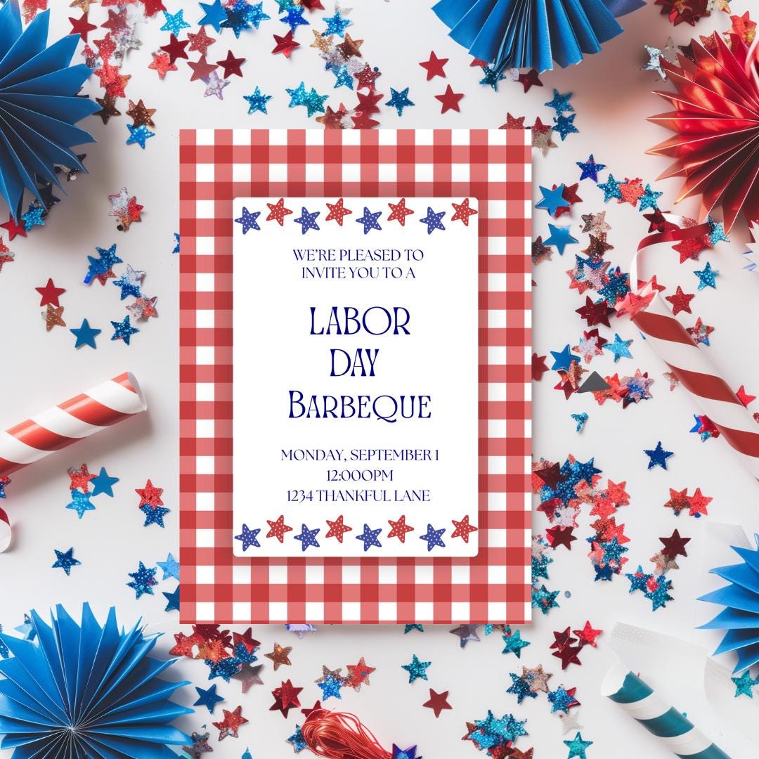Editable Labor Day BBQ Invitation Canva Template | 4th of July Picnic ...