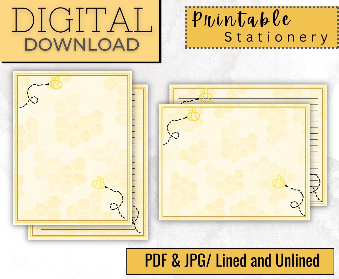 Printable Stationery / Honeycomb and Bees / Digital Writing Paper ...