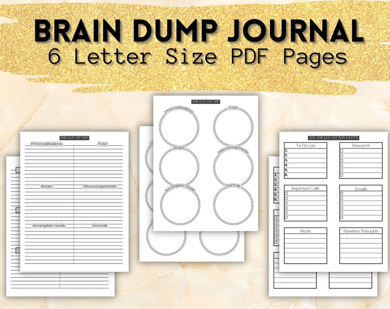 Printable Brain Dump Bundle - 6 Pages | ADHD Thought Organizer | Mind ...