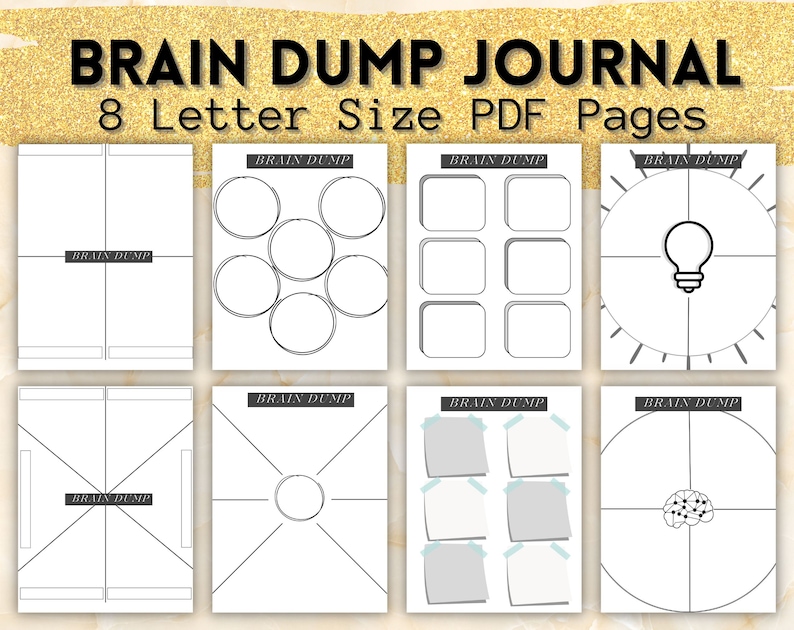 Printable Brain Dump Bundle - 8 Pages | ADHD Thought Organizer | Mind ...