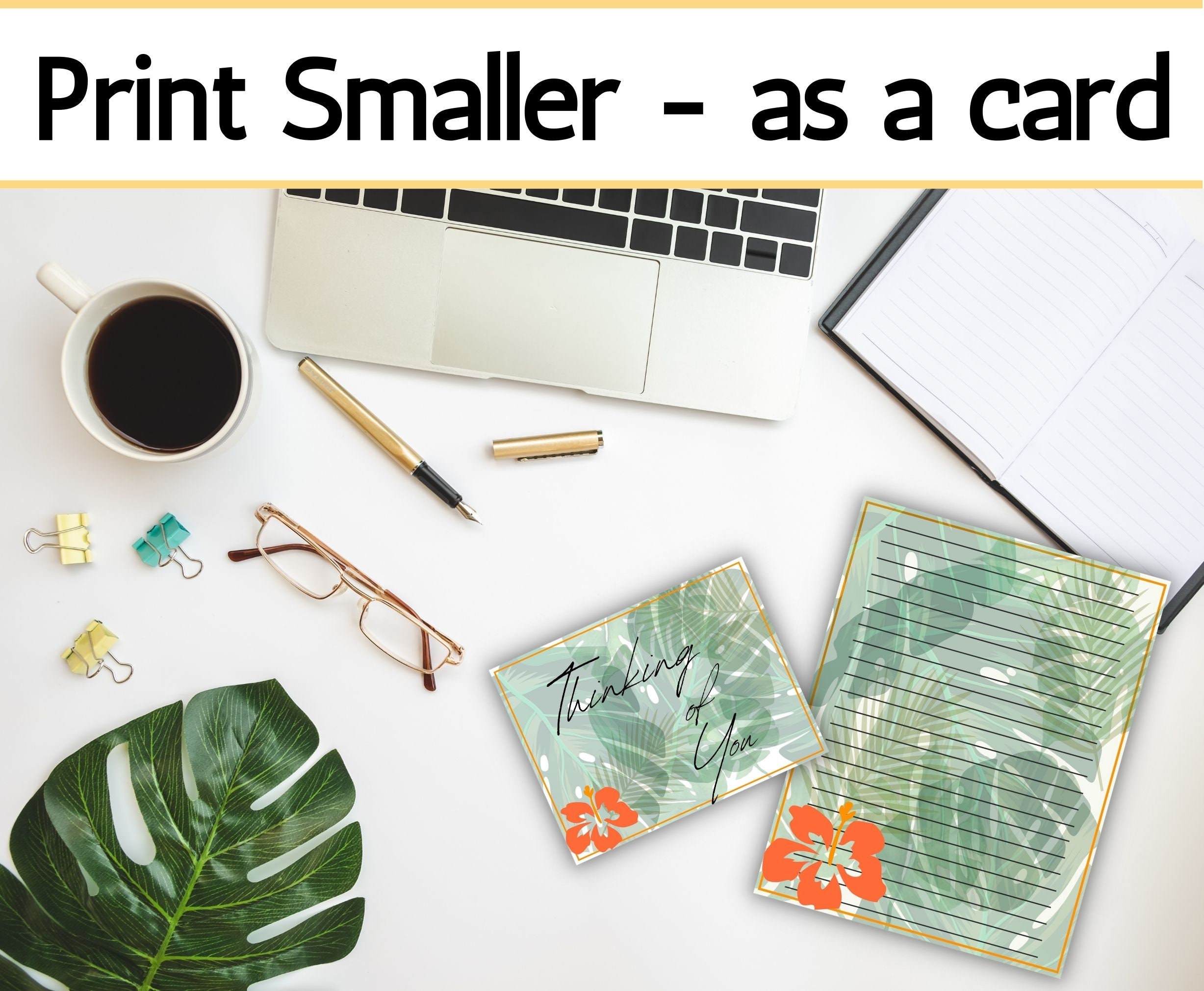 Tropical Printable Stationery / Summer Hibiscus Blank Greeting Cards ...