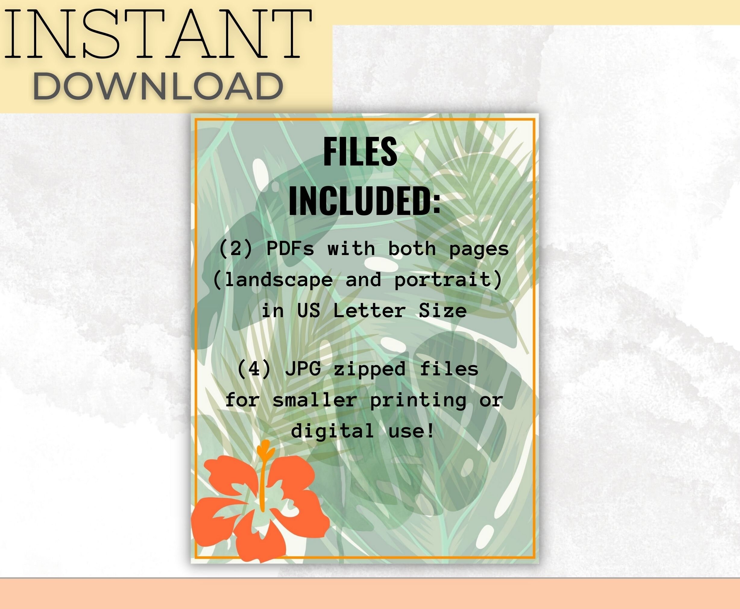 Tropical Printable Stationery / Summer Hibiscus Blank Greeting Cards ...