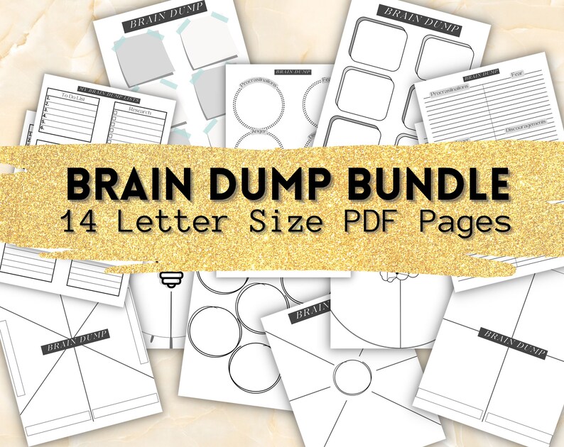 Printable Brain Dump Bundle - 14 Pages | ADHD Thought Organizer | Mind ...