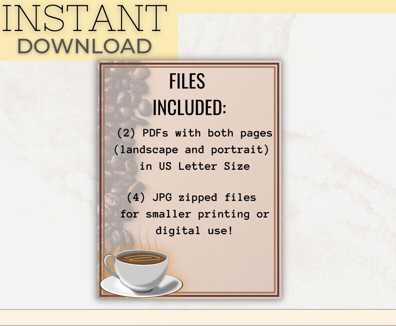 Coffee Cup Printable Stationery / Coffee Bean Digital Writing Paper ...