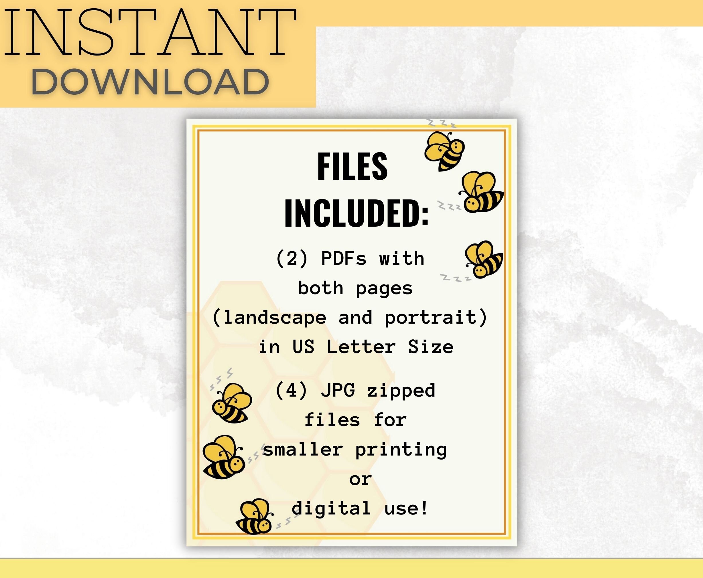 Honeybee Printable Stationery Honeycomb and Bees Greeting Card Yellow ...