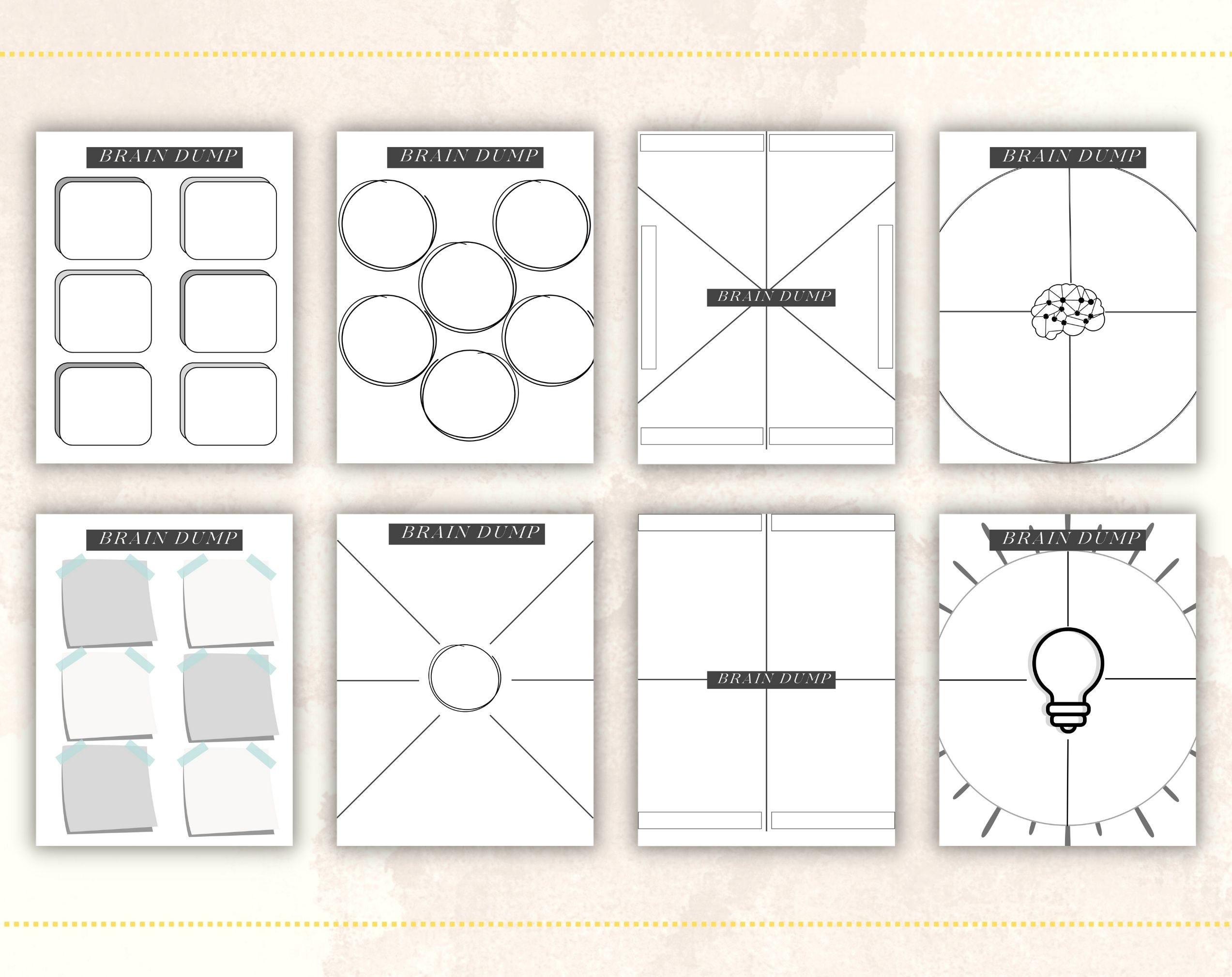 Printable Brain Dump Bundle - 8 Pages | ADHD Thought Organizer | Mind ...