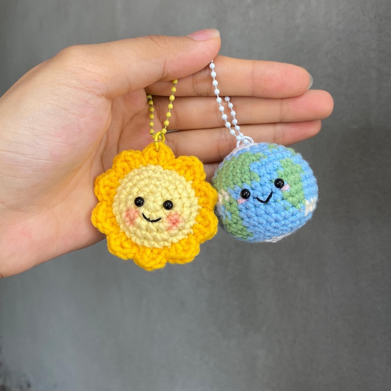 Sun and Earth Key Chain - Etsy