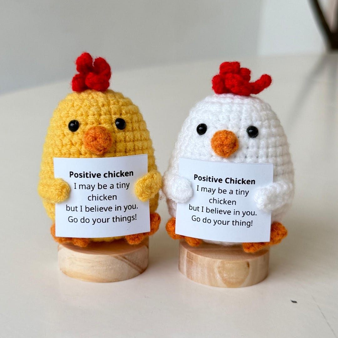 Handmade Chicken Positive, Emotional Support Chicken Crochet, Funny ...