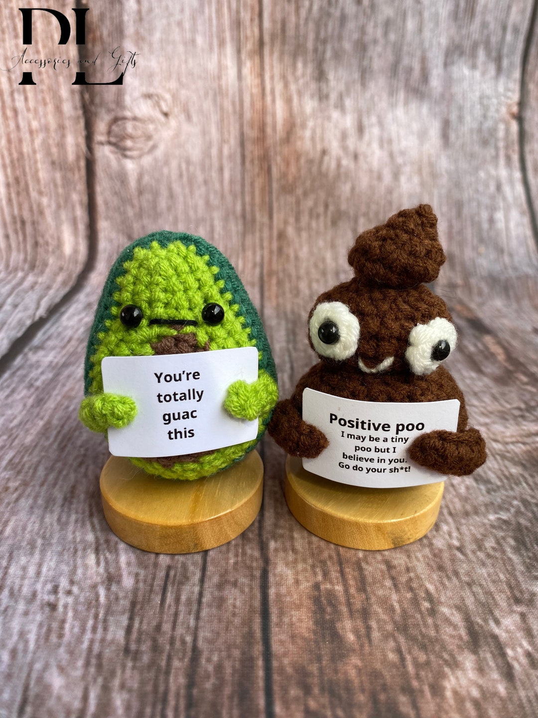 Funny Emotional Support, Handmade Crochet Positive Avocado Positive Poo ...