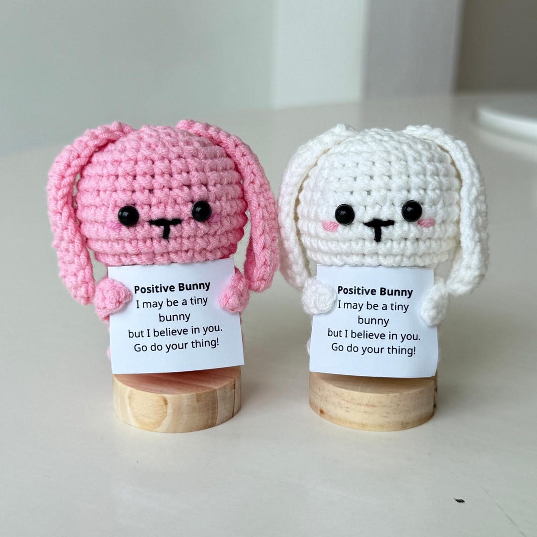 Handmade Positive Bunny, Emotional Support Rabbit Crochet, Funny Best ...