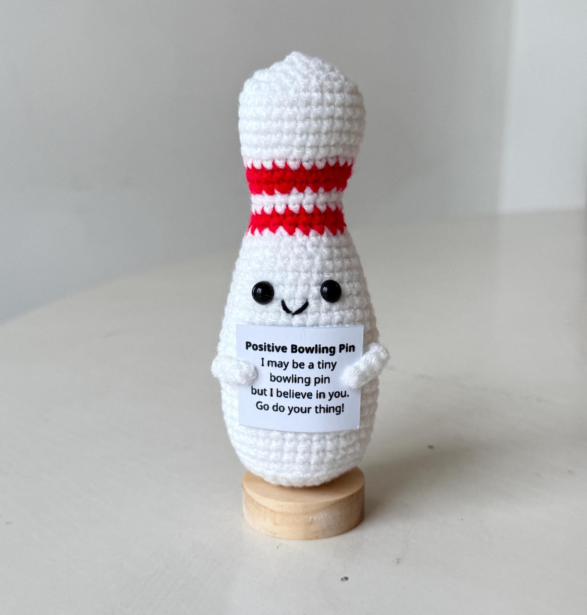 Funny Positive Bowling, Knitted Bowling Pin With Positive Card, Cute ...
