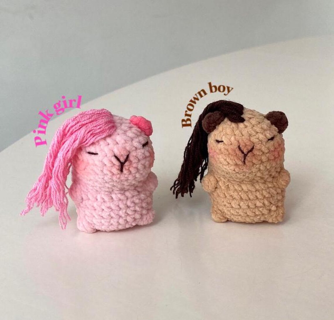 Crochet Capybara With Long Hair Keychain, Amigurumi Capybara, Crochet ...