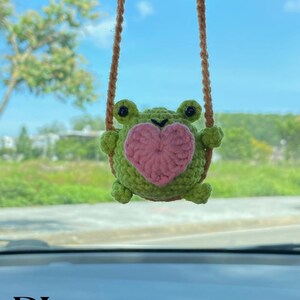Cute Swinging Frog Car Mirror Hanging Accessories, Crochet Frog ...
