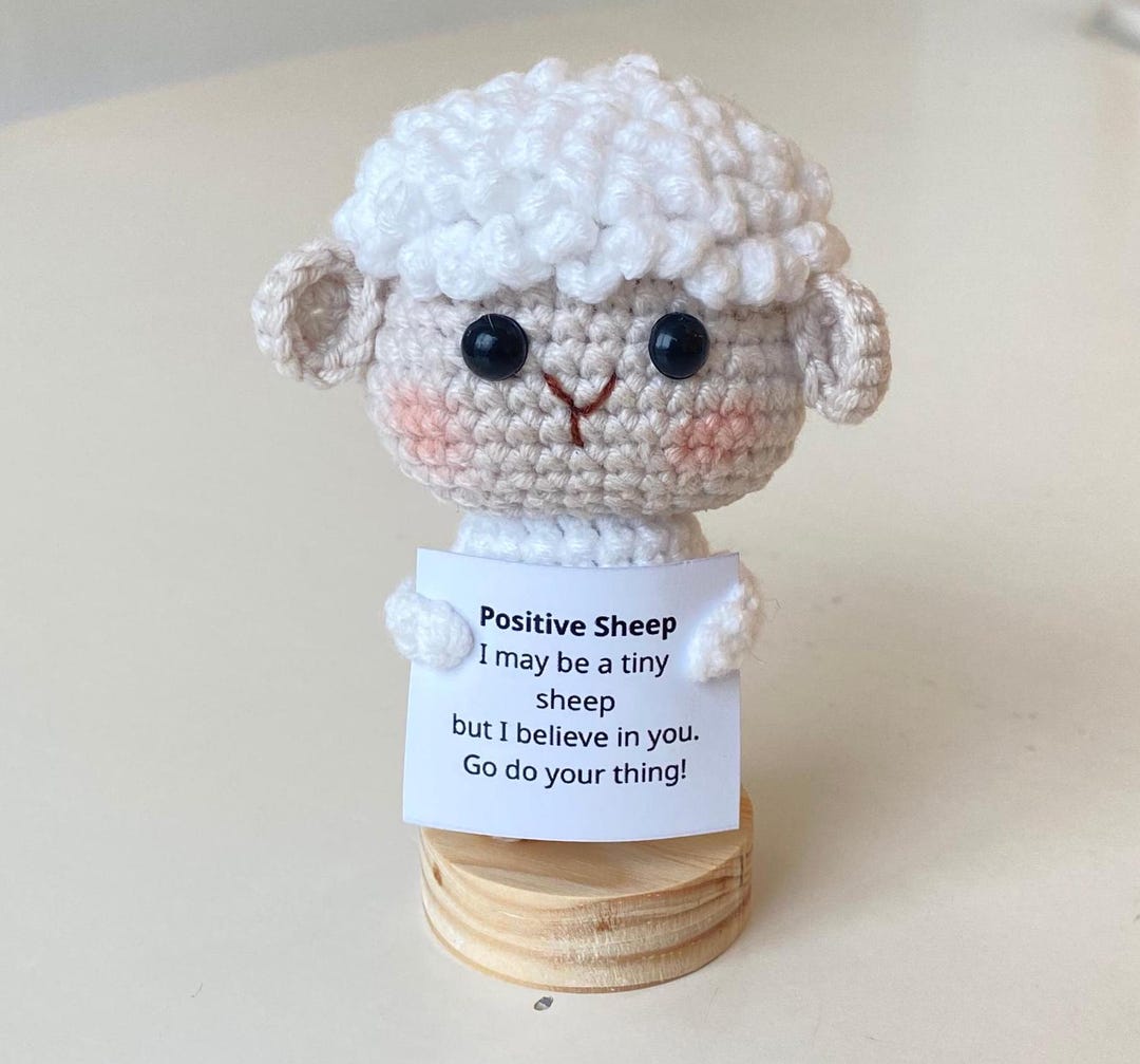 Funny Crochet Sheep Positive With Desk Decoration, Supportive Sheep Toy ...