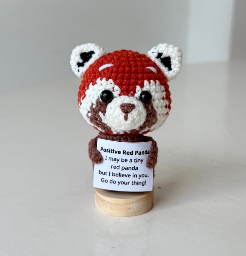 Crochet Red Panda Positive With Desk Decorations, Emotional Support Red ...