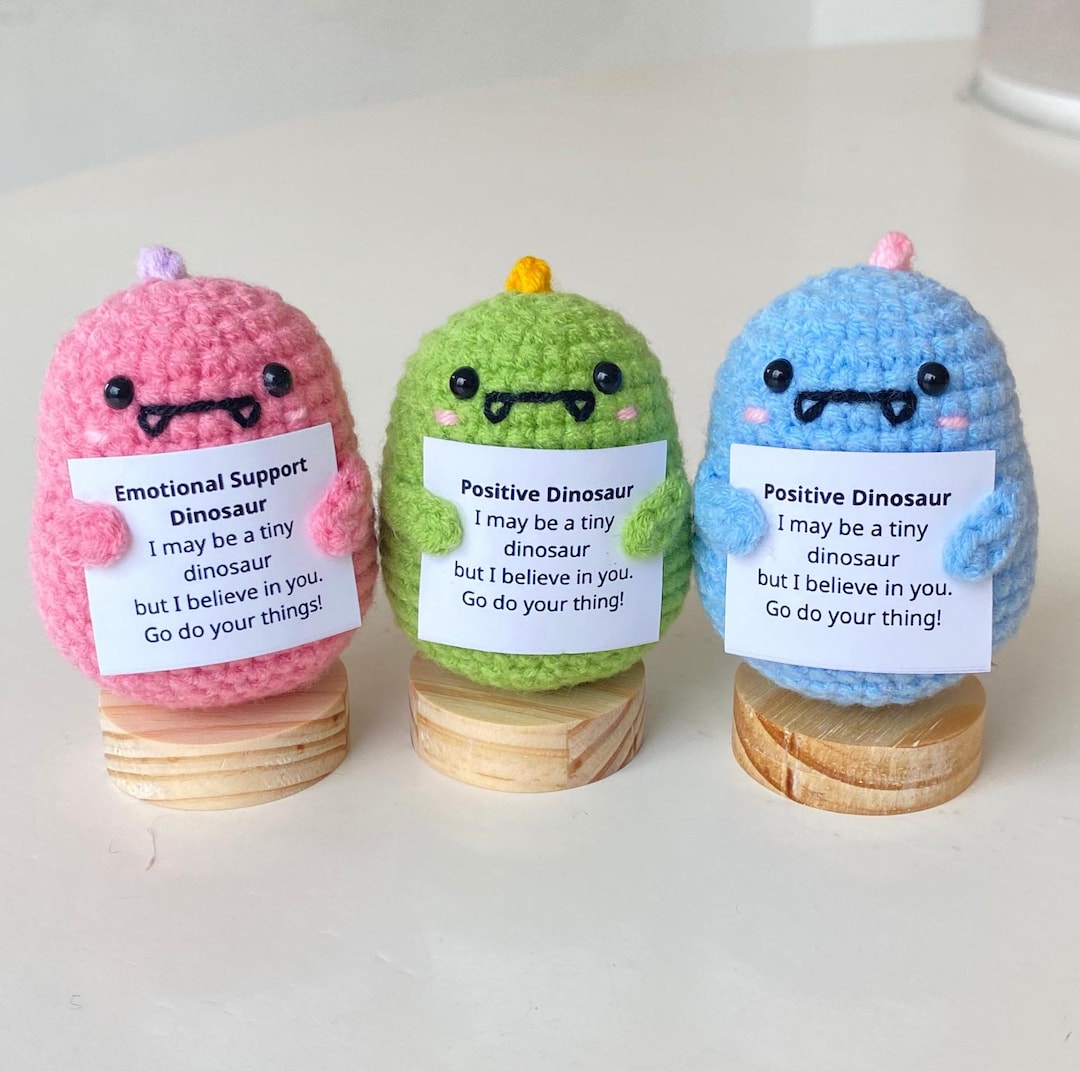 Handmade Positive Dinosaur, Supportive Dinosaur Crochet, Funny Best ...