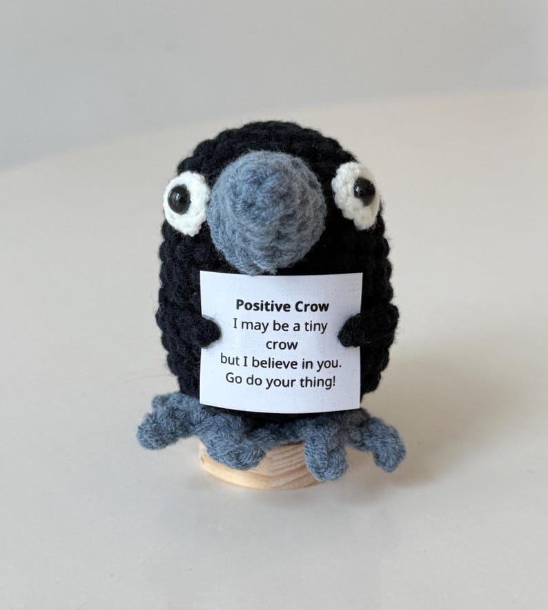 Crochet Supportive Inspirational Crow, Positive Crow, Halloween Decor ...