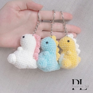Handmade Crochet Dinosaur Keychain, Kawaii Dino Amigurumi , Crochet ...