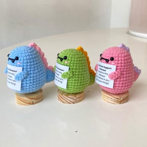 Handmade Positive Dinosaur, Emotional Support Dinosaur Crochet, Funny ...