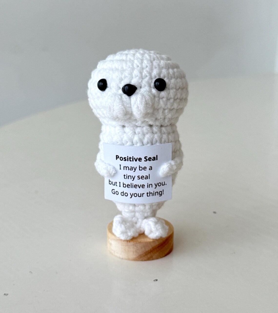 Crochet Seal Positive With Desk Decorations, Support Inspirational Seal ...