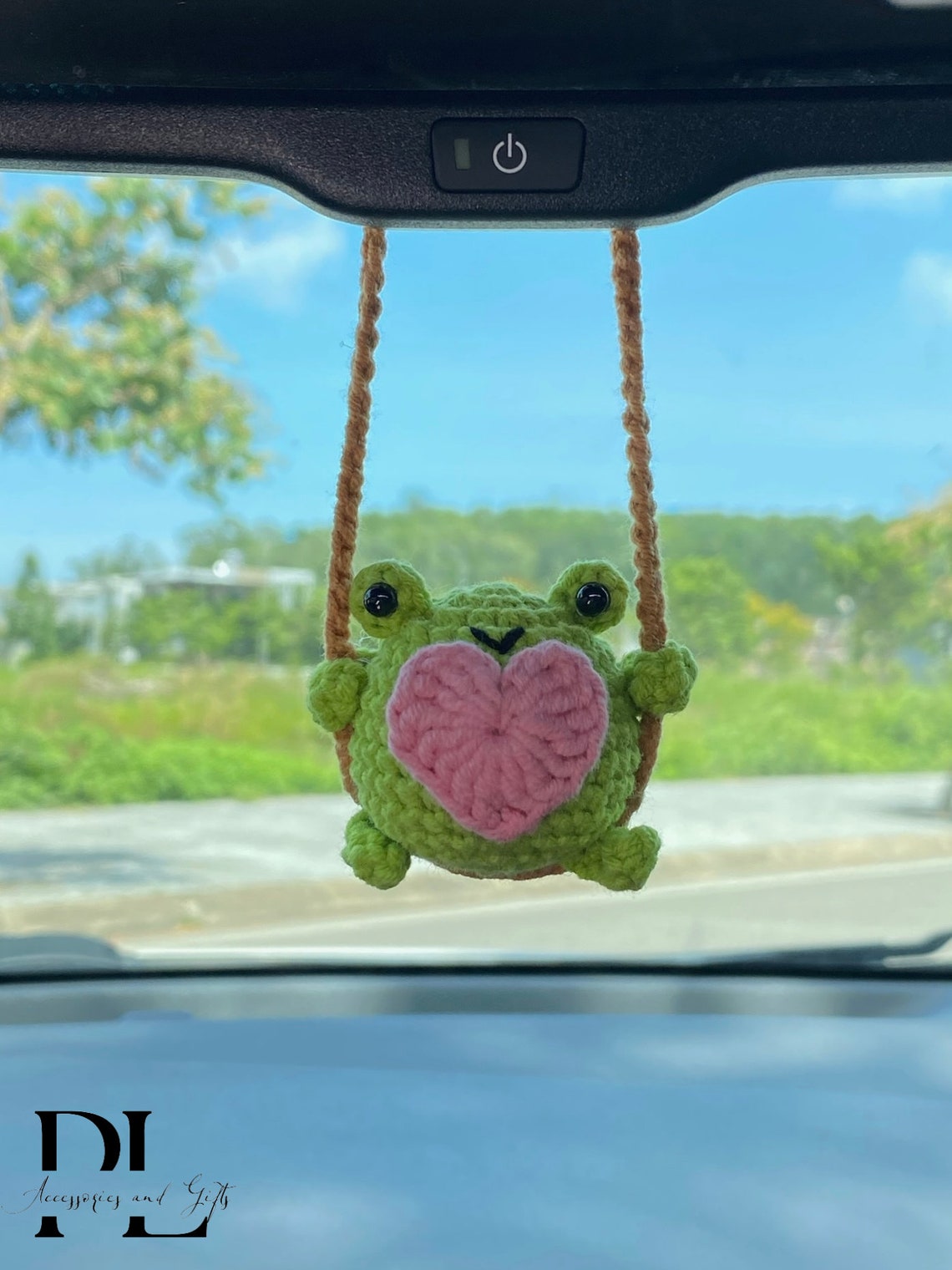 Cute Swinging Frog Car Mirror Hanging Accessories, Crochet Frog ...