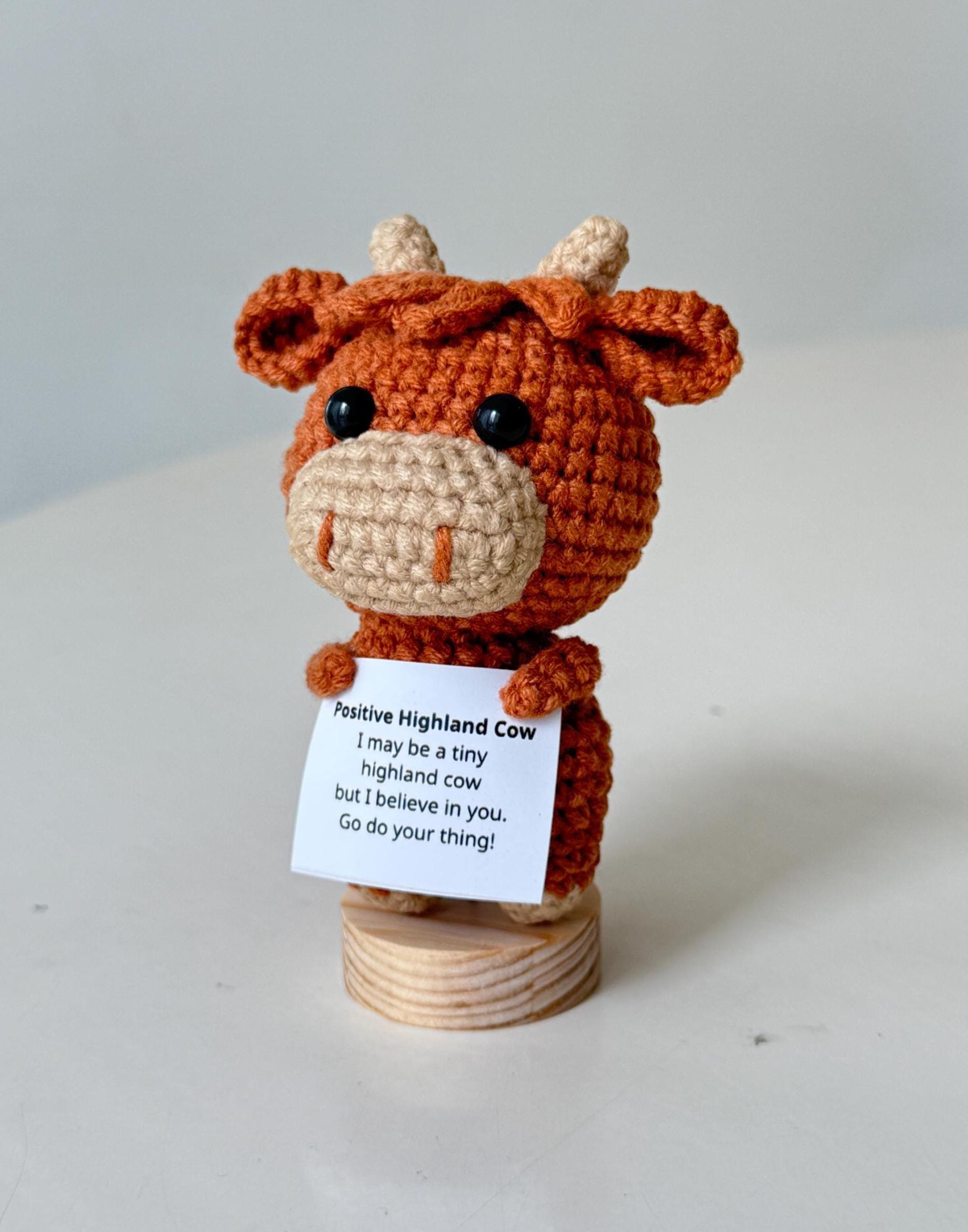 Crochet Highland Cow Positive With Desk Decorations, Supportive ...