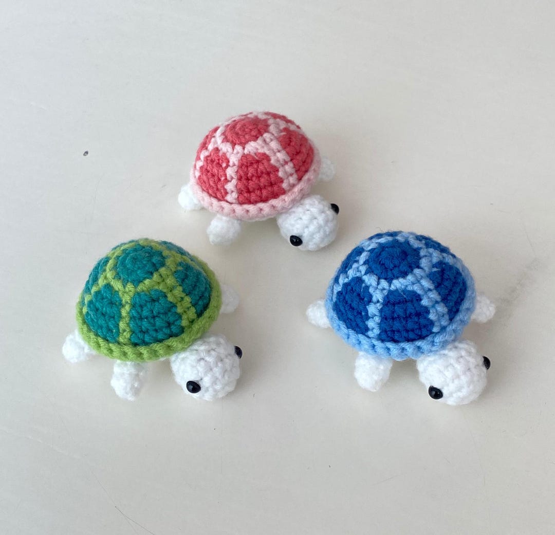 Crochet Turtle Keychain, Amigururmi Turtle, Mini Turtle Plushie, Pocket ...