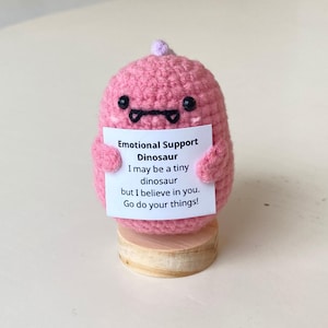 Handmade Positive Dinosaur, Emotional Support Dinosaur Crochet, Funny ...