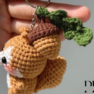 Crochet Squirrel With Acorn Keychain, Amigurumi Squirrel, Baby Squirrel ...