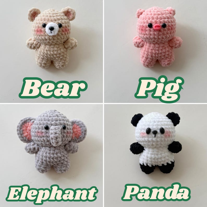 Crochet Cute Animal Keychains, Handmade Amigurumi Plush Bag Charms ...
