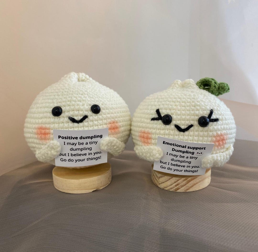 Funny Positive Dumpling, Knitted Dumpling Toy With Positive Card, Cute ...
