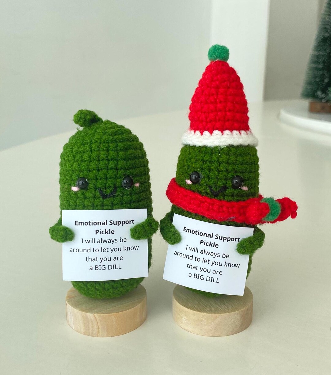 Cute Positive Pickle With Stand, Christmas Emotional Support Pickle ...
