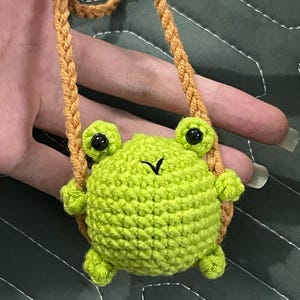 Cute Swinging Frog Car Mirror Hanging Accessories, Crochet Frog ...