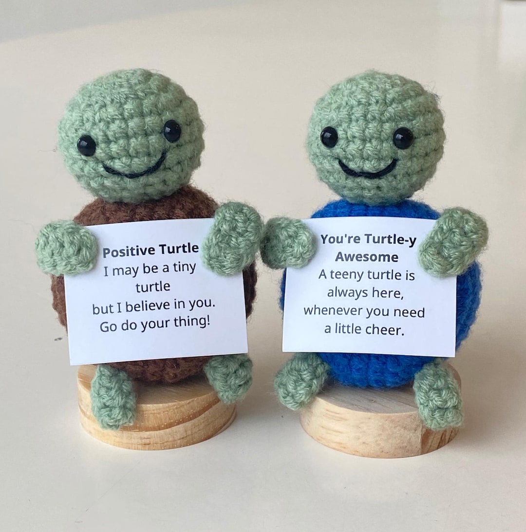 Handmade Positive Turtle, Emotional Support Turtle Crochet, Funny Best ...