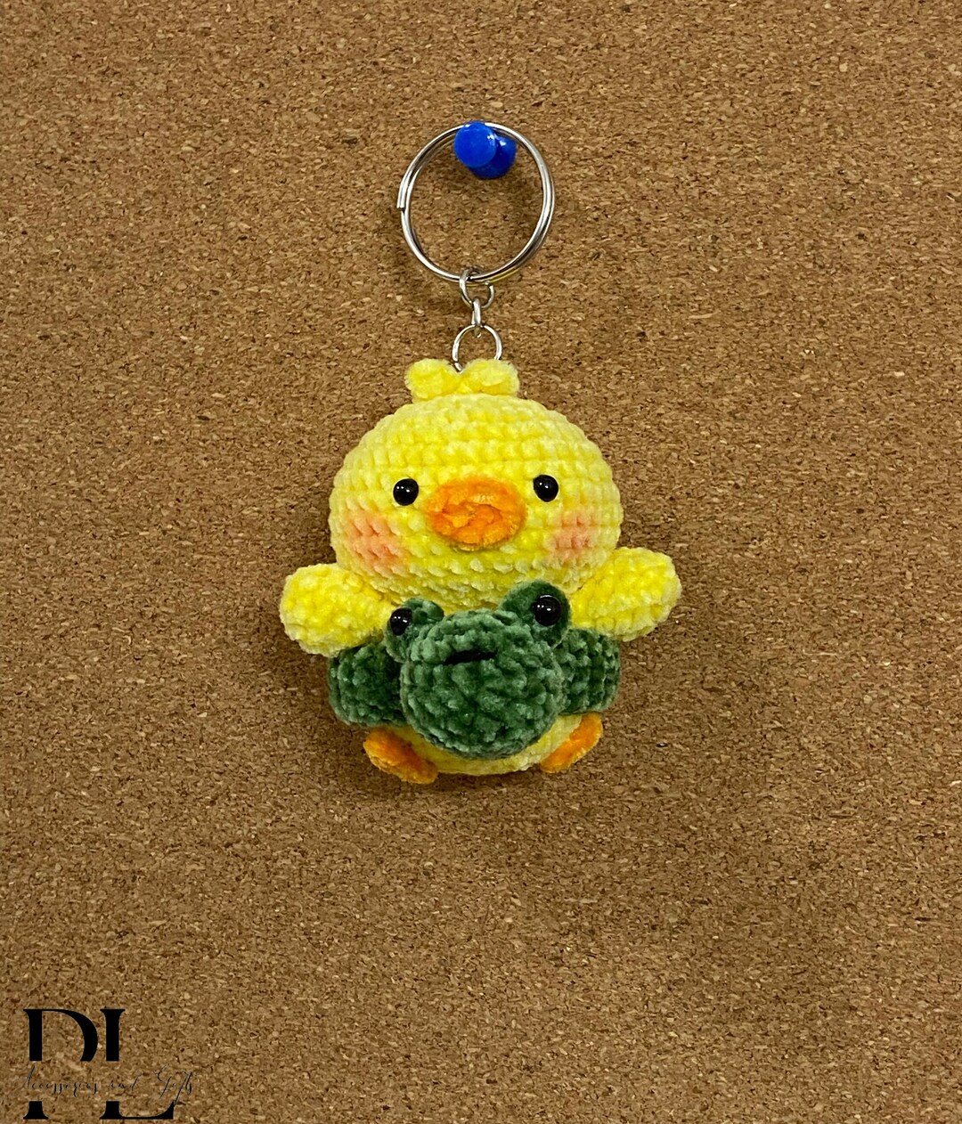 Crochet Duck With Frog Floatie Keychain, Yellow Duck Plushie, Amigurumi ...