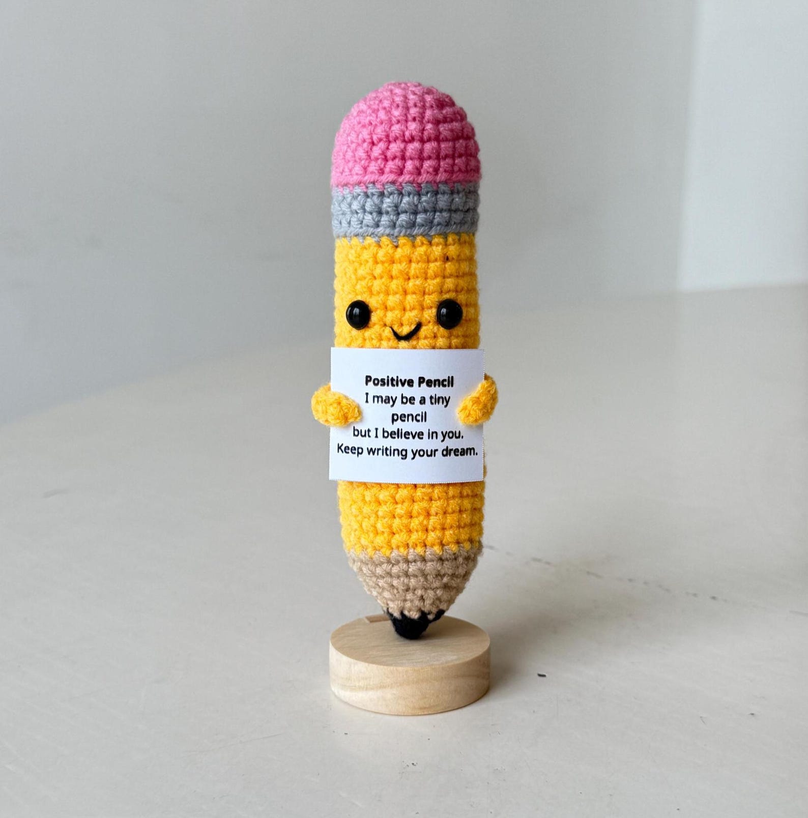 Crochet Pencil Positive, Pencil Plushie Motivational, Gift for Educator ...