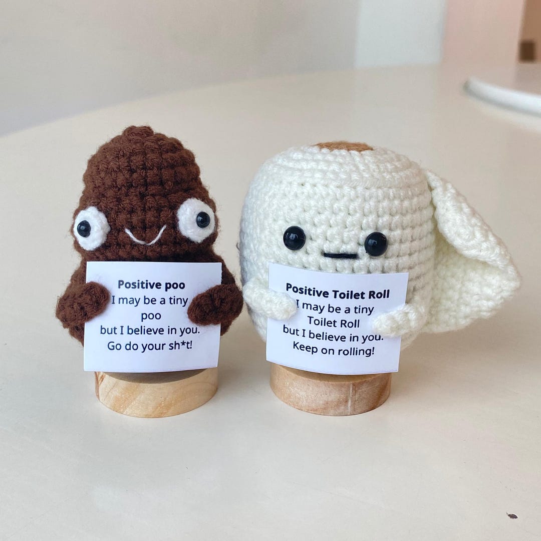 2PCS Crochet Emotional Support Poo/toilet Paper, Positive Poo, Positive ...