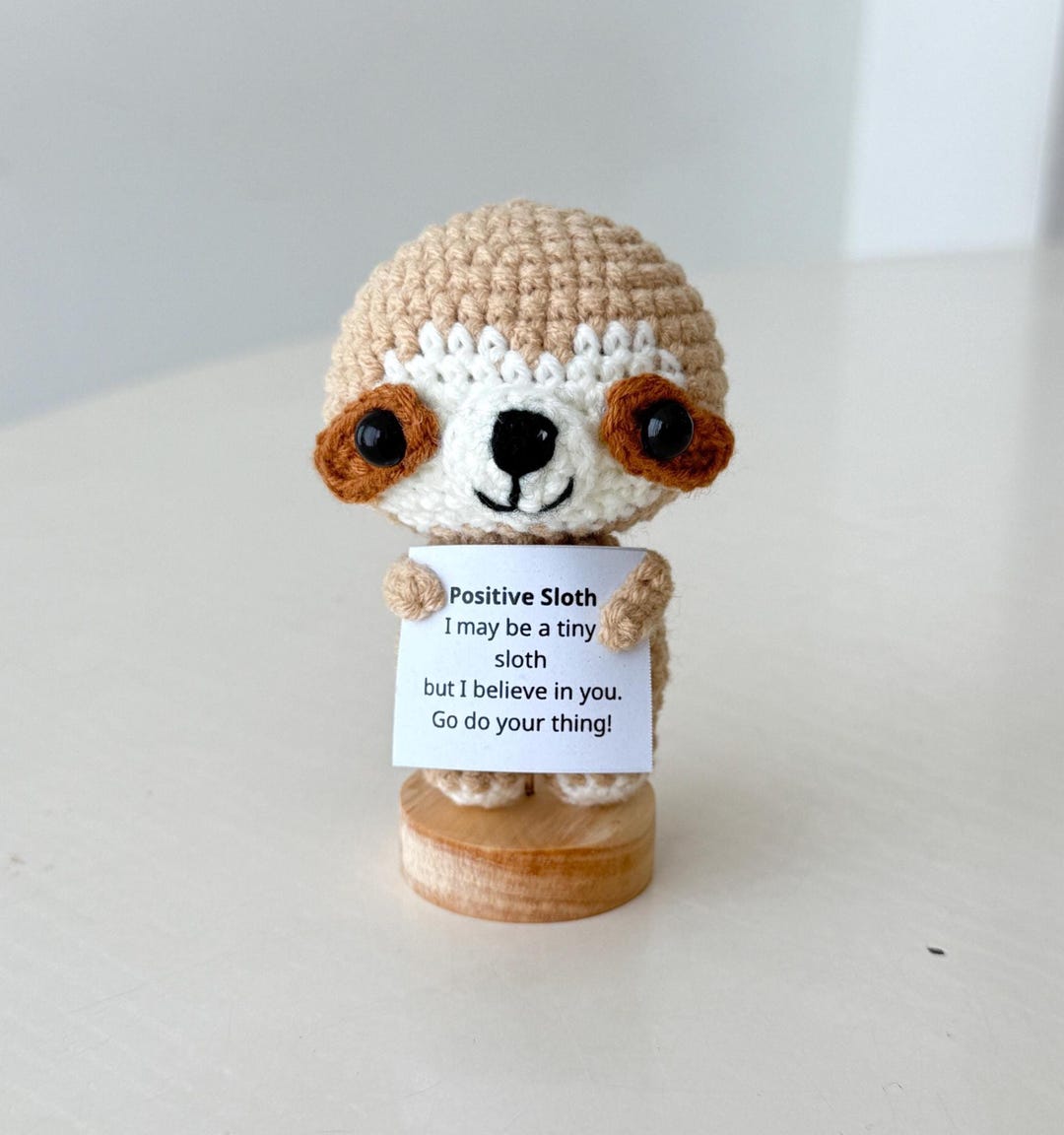 Crochet Sloth Positive With Desk Decorations, Emotional Inspirational ...