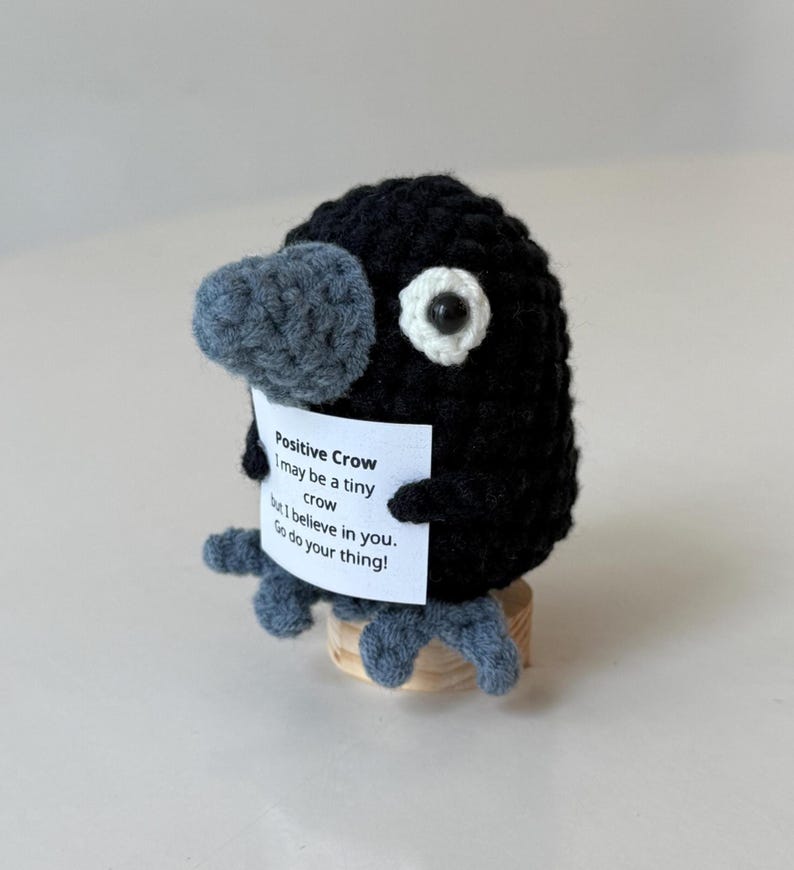 Crochet Supportive Inspirational Crow, Positive Crow, Halloween Decor ...