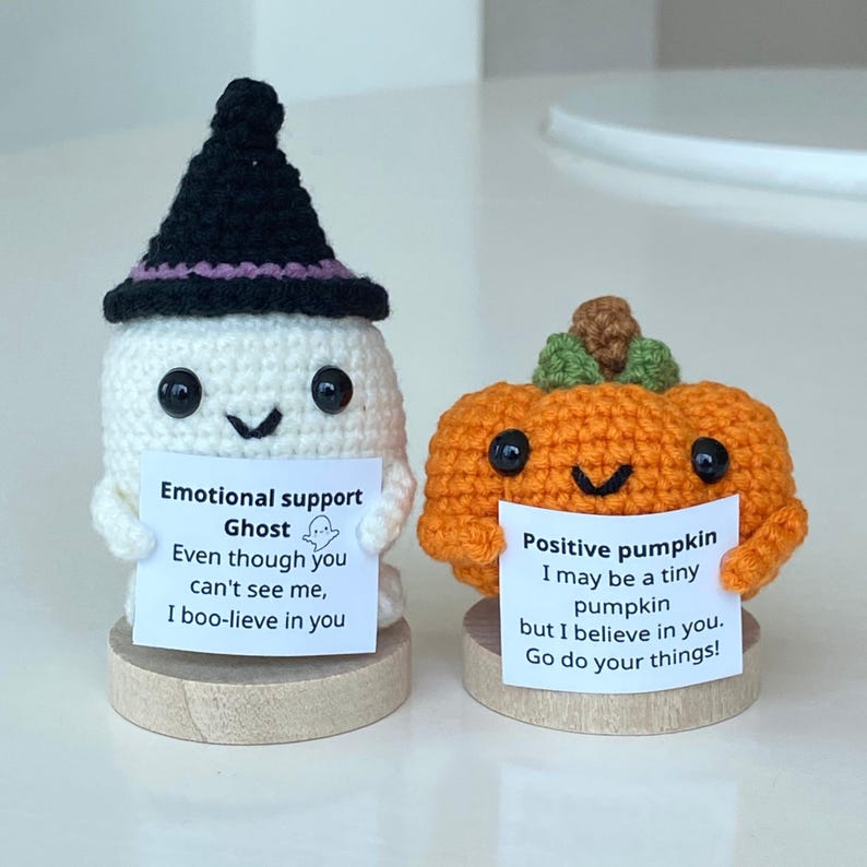 2PCS Crochet Supportive Pumpkin/ghost, Positive Pumpkin, Positive Ghost ...