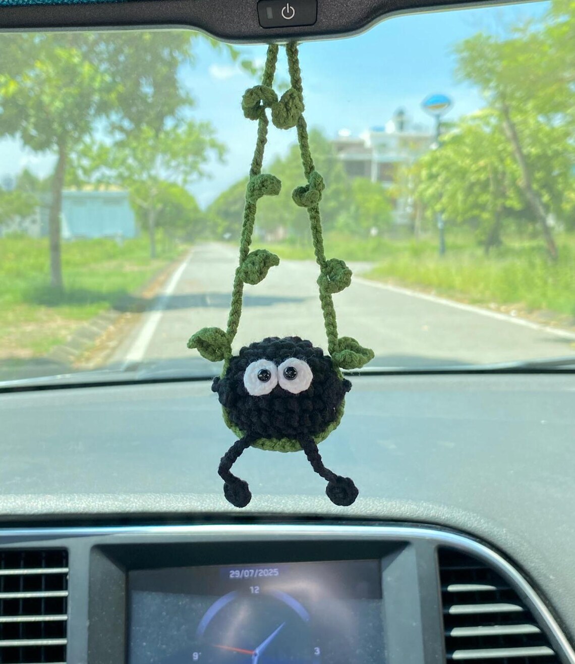 Cute Swinging Car Mirror Hanging Accessories, Handmade Crochet Ornament ...
