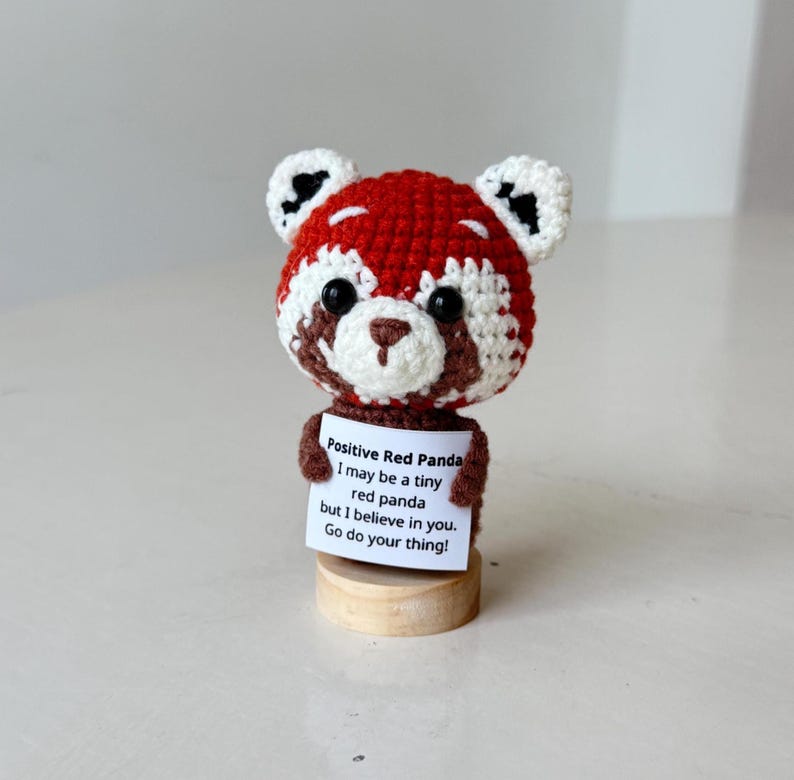 Crochet Red Panda Positive With Desk Decorations, Emotional Support Red ...
