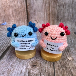 Funny Positive Axolotl, Knitted Baby Axolotl Toy With Positive Card ...