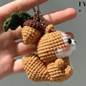 Crochet Squirrel With Acorn Keychain, Amigurumi Squirrel, Baby Squirrel ...