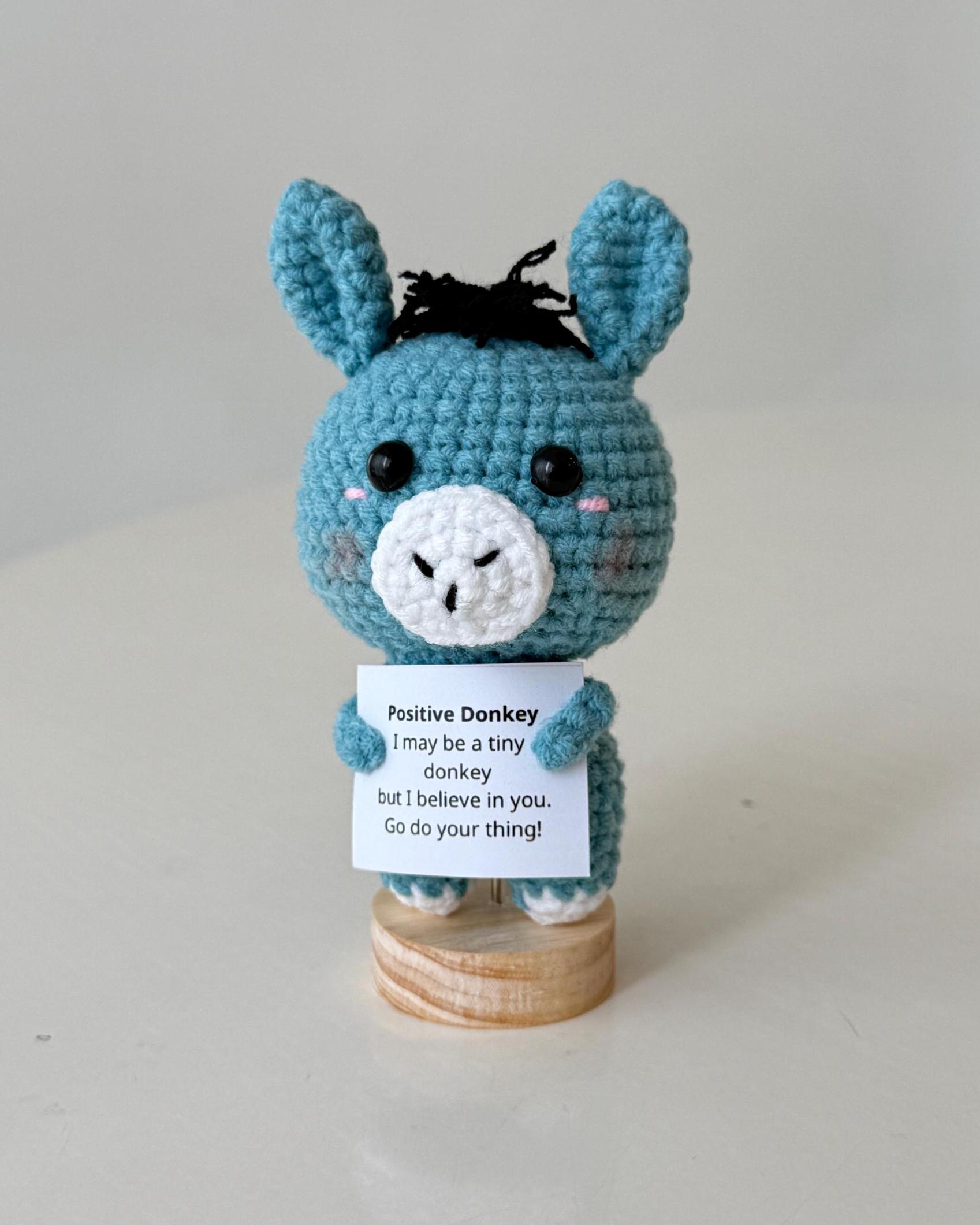 Crochet Donkey Positive With Desk Decorations, Supportive Donkey Plush ...