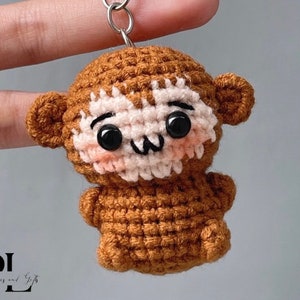 Crochet Monkey With Banana Keychain, Amigurumi Monkey, Crochet Baby ...
